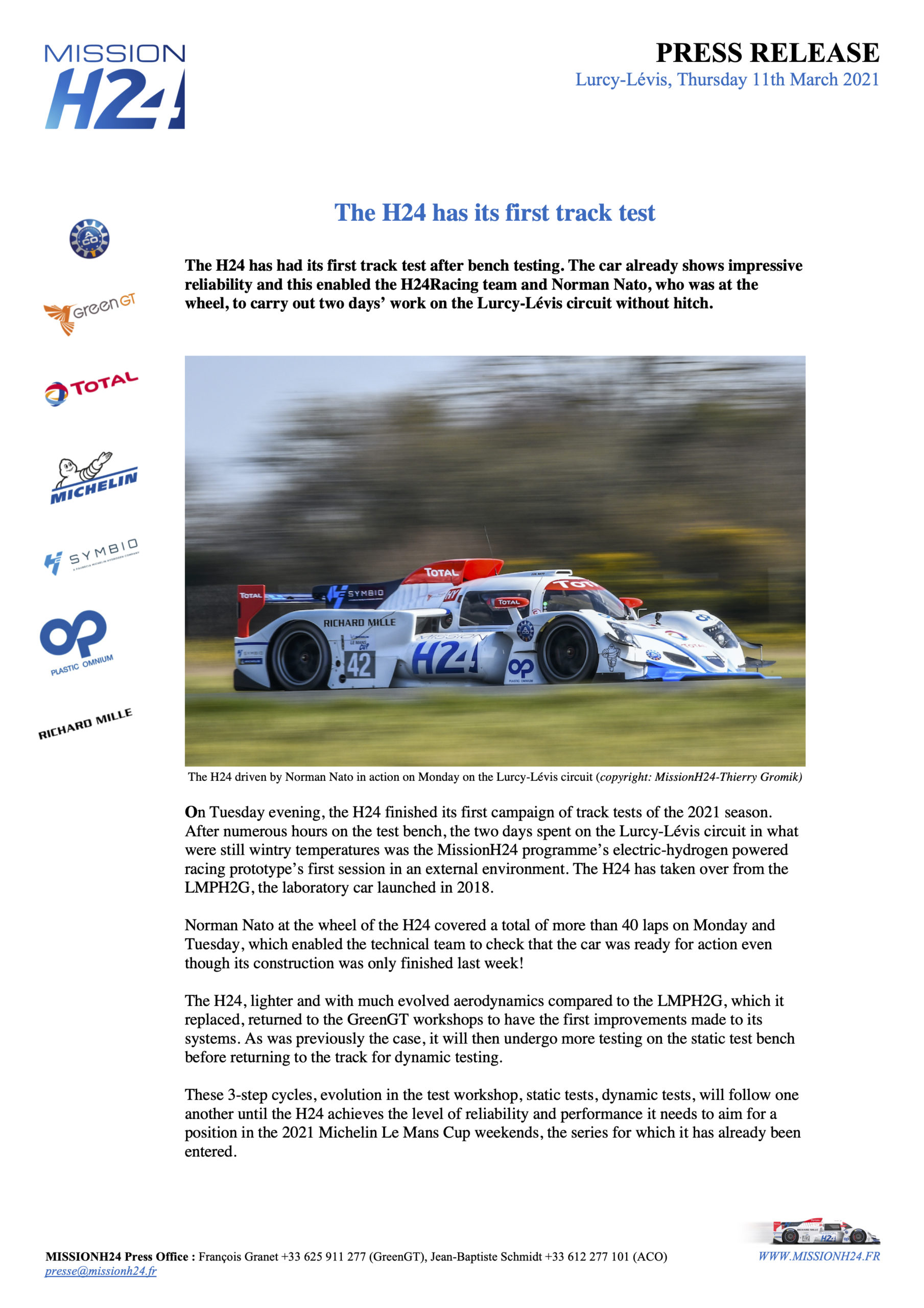 First track test session for the H24 - MissionH24